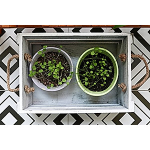 SLPR Wooden Crates for Decoration and Storage (Set of 3, Rope Handles): Rustic White Wood Crate Boxes for Display, Small Distressed Farm Bin, Prop Boxes for Photography, Craft Storage