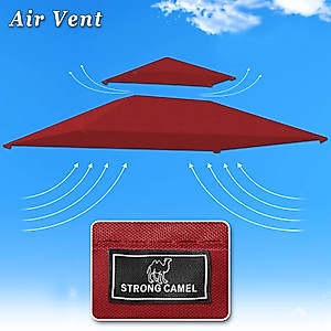 Strong Camel 5FT x 8FT Double Tiered Replacement Canopy Outdoor Grill BBQ Grill Gazebo Replacement Canopy Roof (Burgundy)