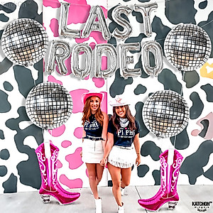 KatchOn, 15 pcs Last Rodeo Balloons Set - Silver, Disco Ball, Cowgirl Boots - Bridal Shower, Wedding, Birthday Decorations