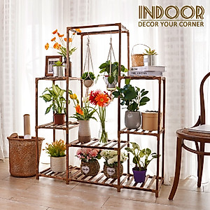 Uneedem Plant Stand Indoor Outdoor Tall Shelf for Multiple Plants 8 Tiers 12 Pot Large Rack Pine Wood Corner Plant/Flower Holder for Room Corner Balcony