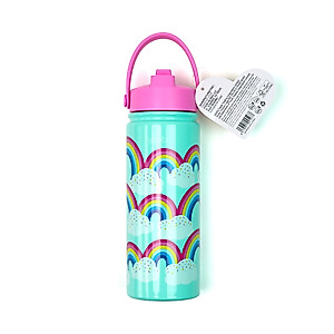 Yoobi Rainbow Sprinkles Stainless Steel Water Bottle – 18 oz w/Spill-Proof Lid Straw – Dishwasher Safe Adult Water Bottle, Kids Water Bottle – BPA & PVC-Free Leak Proof (Mint Rainbow Sprinkles)
