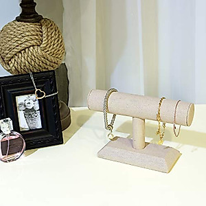 MOOCA Linen Covered Wood Jewelry Display, Jewelry Stand, Bracelet Holder Display, Watch Stand, Jewelry Display for Vendors, Bracelet Display Stand, Tan Linen