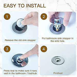 Bathroom Sink Drain Stopper, Pop Up Bathtub Sink Strainer with Anti-Clogging Basket, Hair Catcher for 1.02-1.96" Hole (1 Pack)