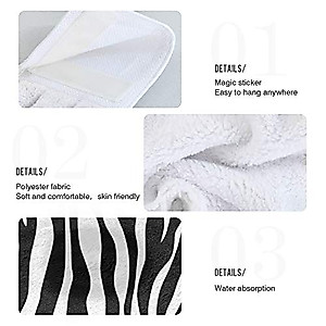xigua Zebra Hanging Tie Towel Set of 2 Absorbent Soft Wipe Cloth Hanging Hand Towels for Kitchen Bathroom Home Decor