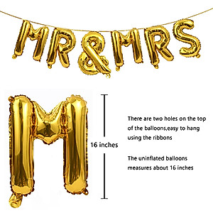 SHUNTAI Engagement Party Decorations Soon To Be Mr & Mrs Balloon Banner Heart Balloons Huge Ring Balloons Gold Wedding Rehearsal Bridal Shower Bachelorette Party Sign Decor Supplies