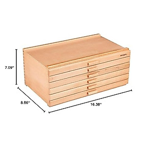 KINGART 723N Wood 6-Drawer Artist SUPPLY STORAGE BOX, 15-3/4” W x 10” D x 6-1/2” H, Natural Finish, Storage for Art Materials including Paint Tubes, Pastels, Pencils, Markers, Brushes and more