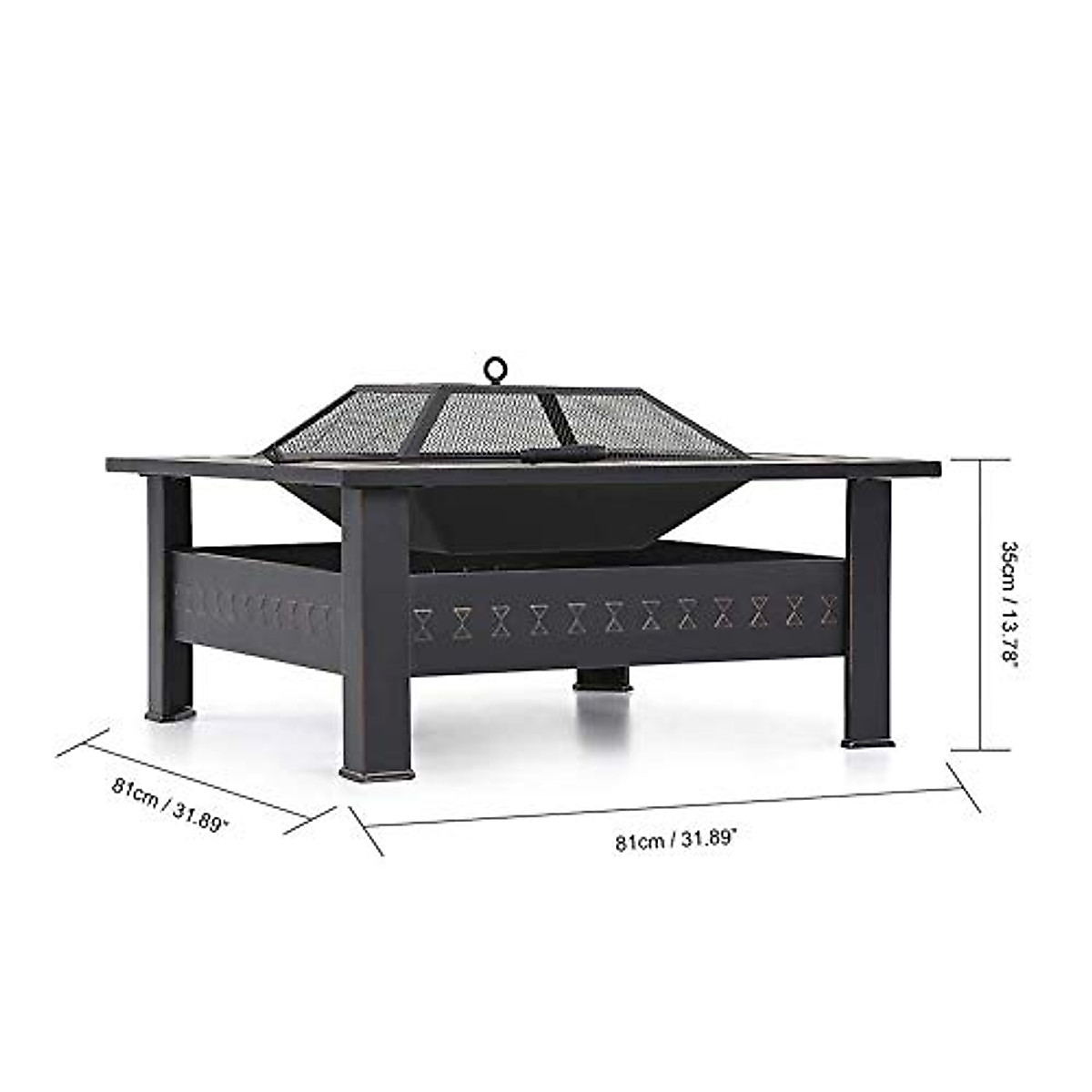 LEAYAN Garden Fire Pit Grill Bowl Grill Barbecue Rack Outdoor Fire Pit Table, Multifunctional Garden Terrace Fire Bowl with Stainless Steel Grill and Log Poker, for Outdoor Patio Fire Pits