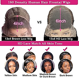 Ysxbui 13x6 Lace Front Wigs Human Hair 180 Density HD Transparent Straight Lace Front Human Hair Wigs for Women Straight Lace Front Wigs Pre Plucked with Baby Hair Natural Color (24 Inch)