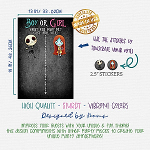 Boy or Girl - Cast Your Vote - Little Nightmare Before Christmas Themed Baby Shower Gender Reveal Party Game Poster Stickers Decoration Supply - Girl Boy