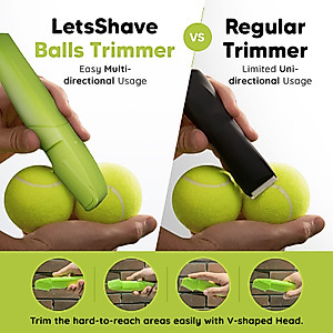 LetsShave Manscape Body Hair Trimmer for Men and Women, Ball Trimmer Men, Pubic Hair Trimmer, Waterproof No Nicks Shaver, Mens Body Groomer with V-Shaped Head, Anti Snagging Body Shaver