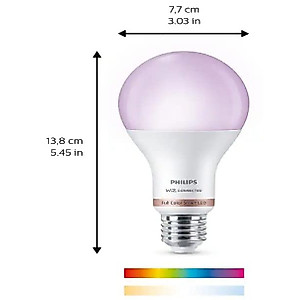 Philips Color and Tunable White A21 LED High Lumen 100W Equivalent Dimmable Smart Wi-Fi Wiz Connected Light Bulb, Compatible with Alexa, Google Assistant, and Siri Shortcuts (2-Pack) (9290024493)