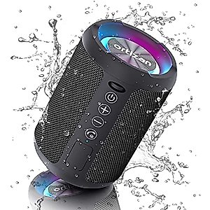 Ortizan Bluetooth Speakers, Portable Wireless Speaker with 10W Rich Stereo Sound, Deep Bass, IPX6 Waterproof Shower Mini Speaker with Light Show, 15H Playtime, Dual Pairing for Home, Party, Camping