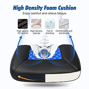 OLIXIS Gaming Ergonomic Office Desk Flip-up Armrests and Lumbar Support PU Leather Executive Mid Back Computer Chair for Adults, Blue