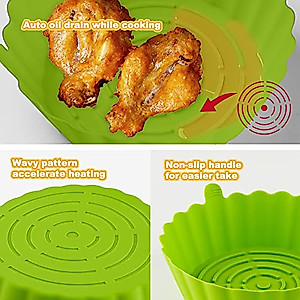 Air Fryer Silicone Liners - Reusable Air Fryer liners - Non Stick Air fryer Silicone Round Basket Pot - Replacement for Parchment Liner Paper 3 to 5 Qt for Oven Air fryer Accessories