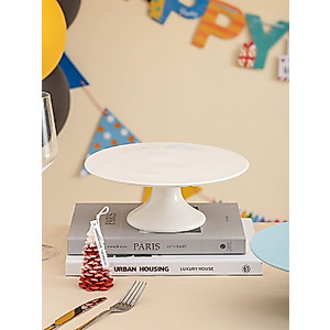 Kanwone 10-Inch Porcelain Cake Stand, Cake Plate, Dessert Stand, Cake Stand for Party, Home Decorating Stand, White