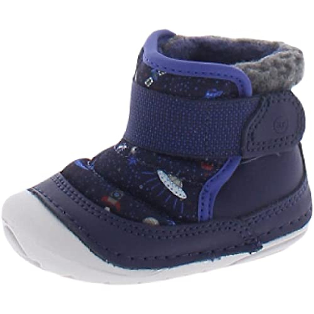 Stride Rite baby boys Soft Motion Channing First Walker Shoe, Grey/Navy, 6 Wide Toddler US
