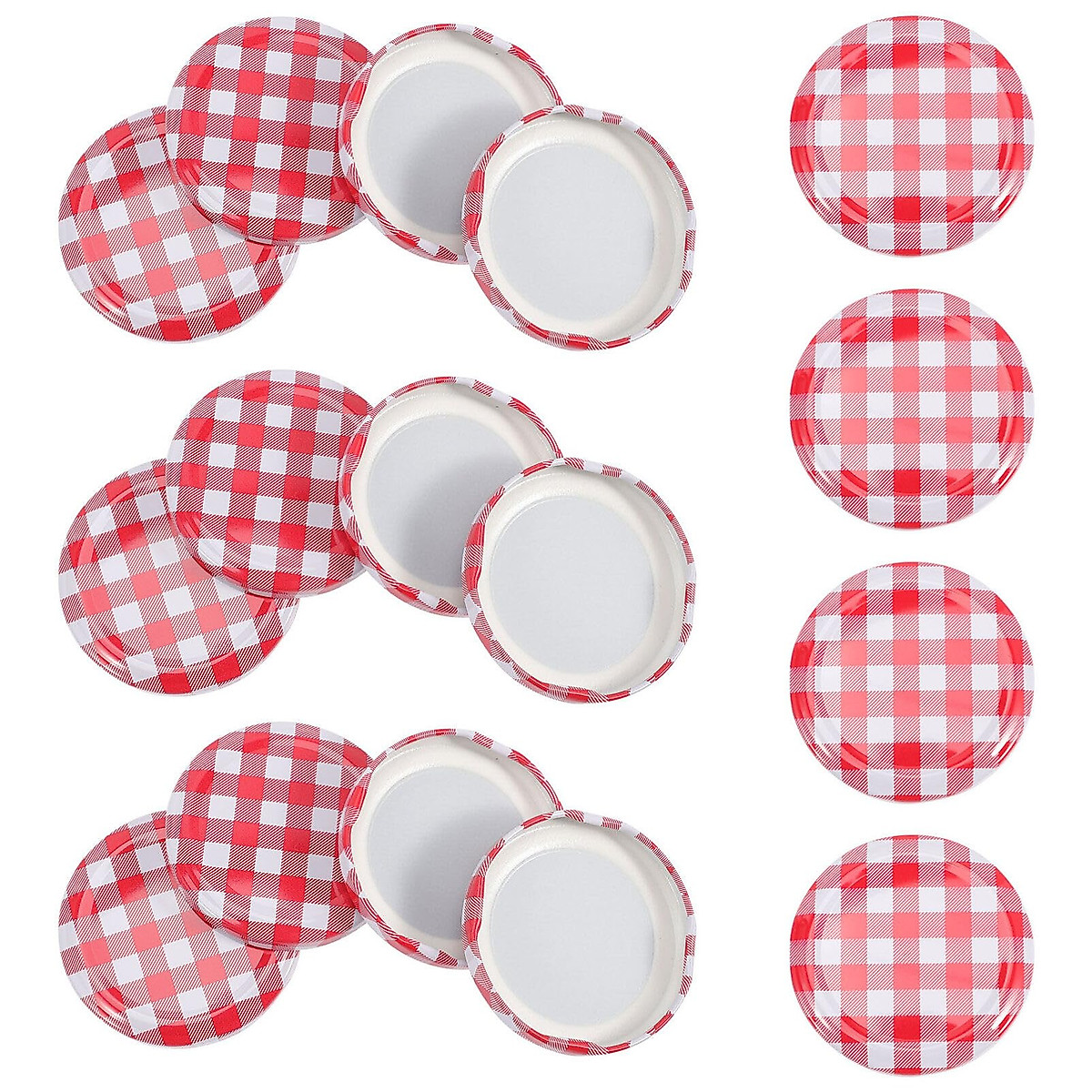 Lurrose 40pcs Mason Jar Lid Checkered Canning Lids for Wide Mouth Jars Regular Canning Lids Four Wide Mouth Food Jar Canning Lids Regular Honey Container Lid Jam Automatic Iron Sealing Cap