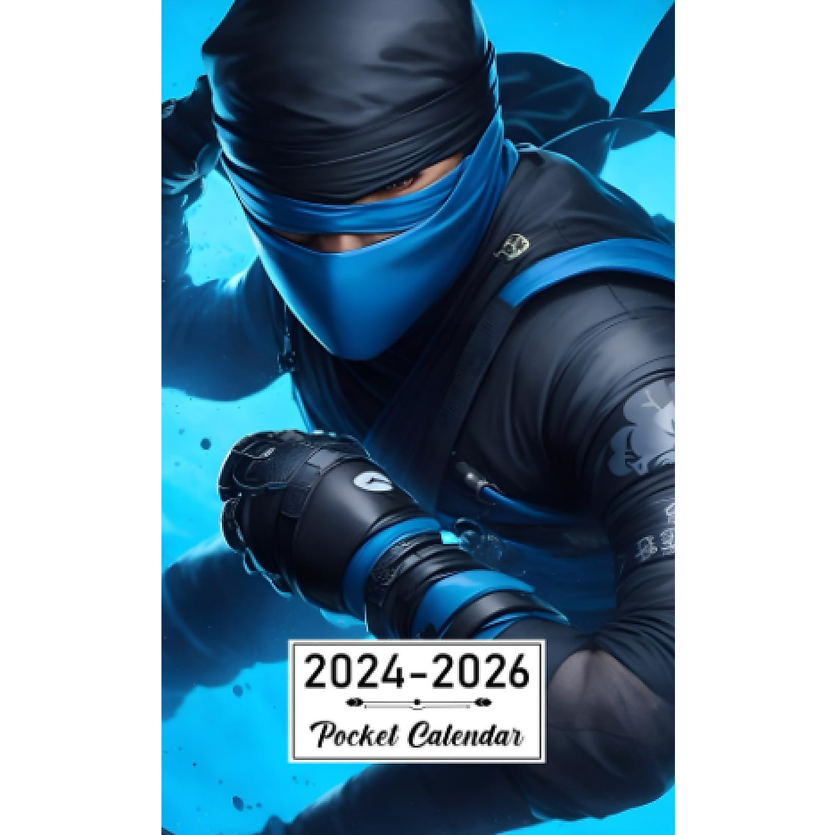 Pocket Calendar 2024-2026: Two-Year Monthly Planner for Purse , 36 Months from January 2024 to December 2026 | Donut Ninja | Cyberpunk ninja | Dynamic pose