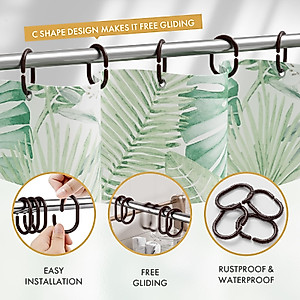 Amazer Plastic Shower Curtain Rings, 24 Pcs Brown Shower Curtain Rings, Shower Curtain Hooks Rings, Plastic Shower Curtain Hooks for Bathroom Shower Rod, Shower Rings Loops for Shower Curtain