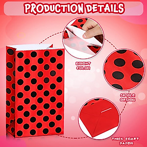 Gersoniel Ladybug Party Bags (28 Count) - Red Polka Dots, Sturdy Paper, Perfect for Birthday Party Favors or Daily Life