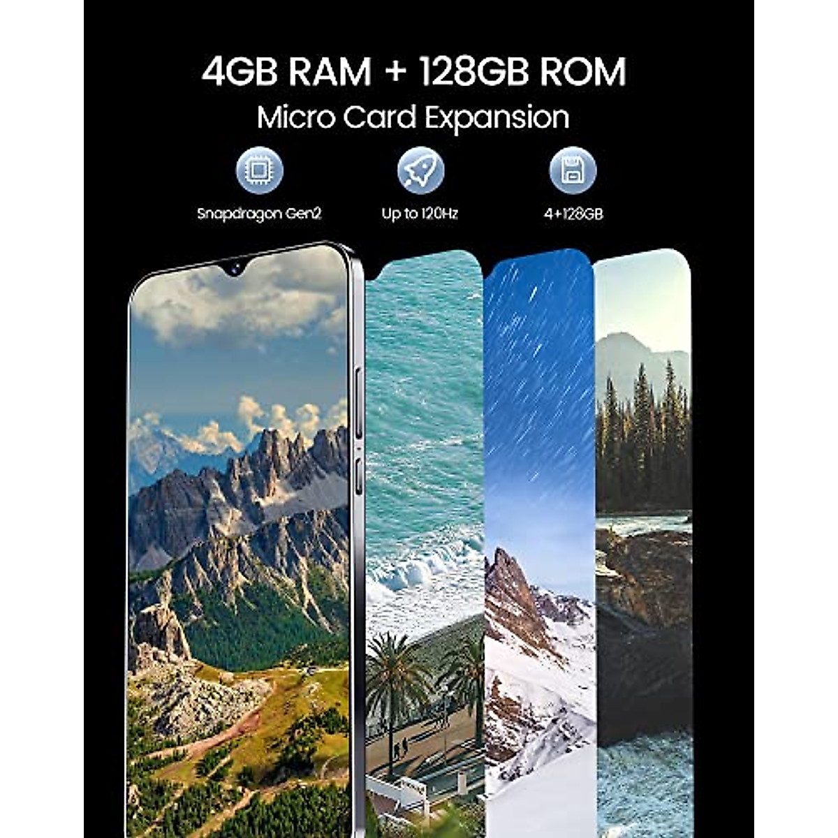 Echoamo M13 Pro Unlocked Cell Phones 6.8 inch Big Screen Unlocked Smartphone Bar Design 5G Dual Sim Smartphone Unlocked 64MP+13MP+8MP Triple Camera Cellphone 5800mAh, 4GB+128GB (Black)