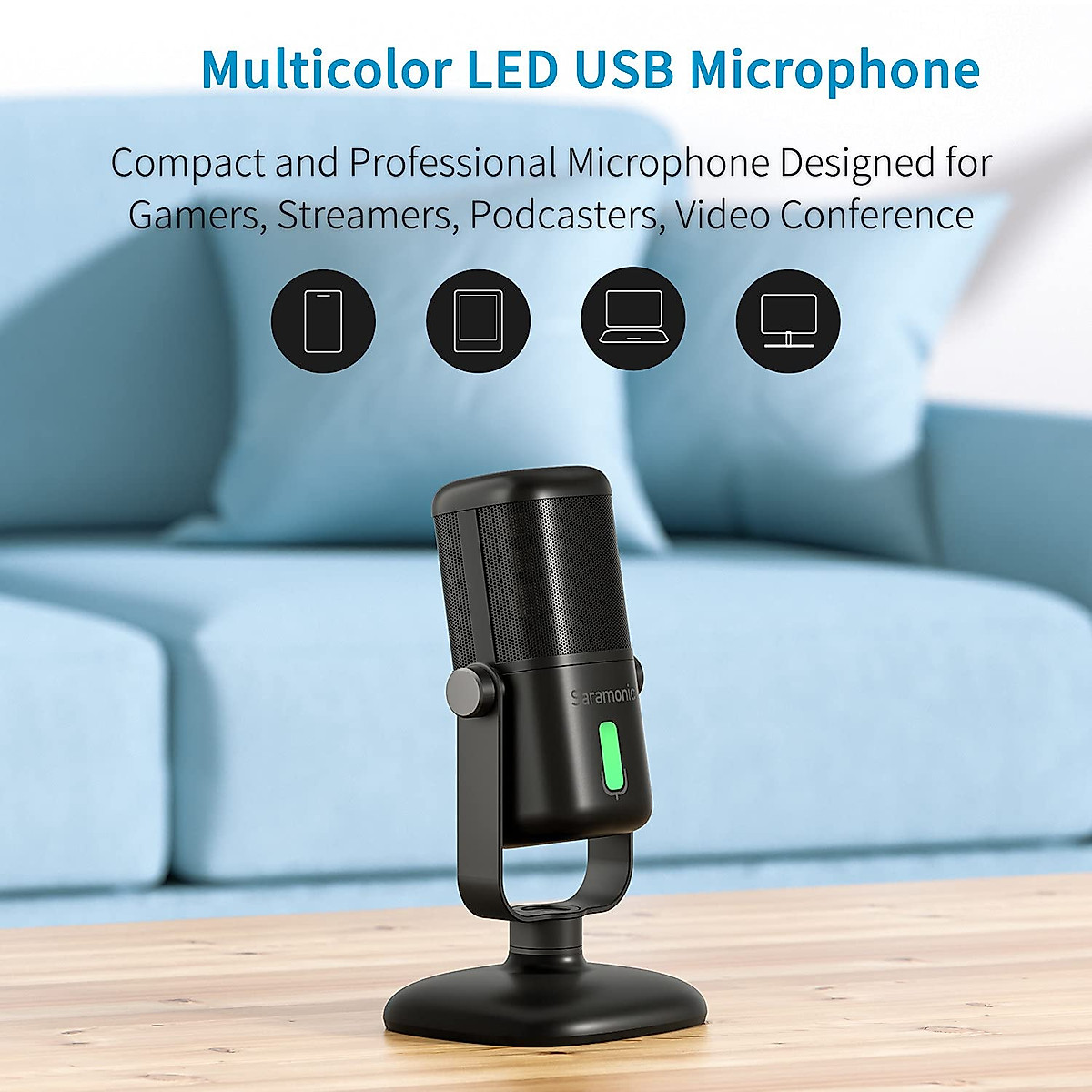 Saramonic SR-MV2000 Plug&Play Premium Cardioid USB Condenser Microphone, with Vocal Effects, Compact Footprint, Latency-Free, for Gaming, Streaming and Podcasting on PC and Mac - Mini