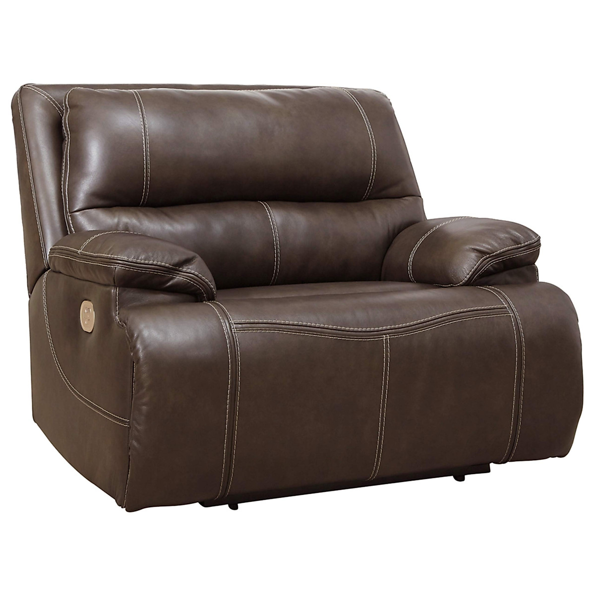 Signature Design by Ashley Ricmen Leather Adjustable Oversized Power Recliner with USB Charging, Dark Brown