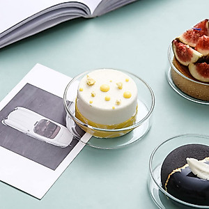 OSALADI Mini Glass Bowls Prep Serving Candy Dishes Cake Plate Ice Cream Cup Reptile Feeding Dish Tray for Kitchen Dessert Dips Sauces Condiments, Transparent, 8.8X8.8X2.6CM, UFU5211T25E17V