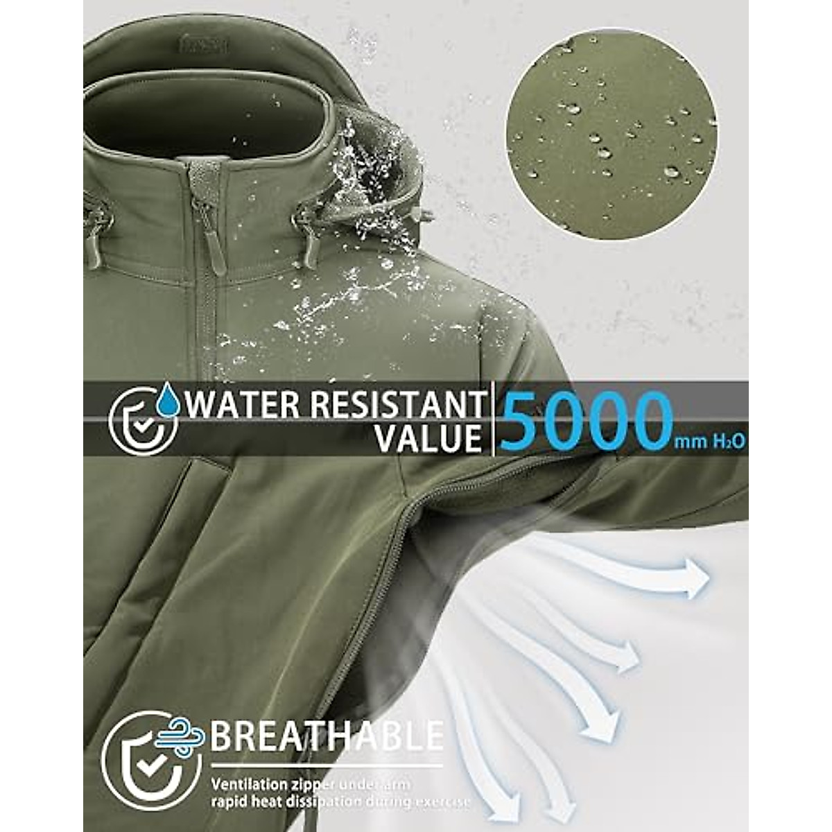 Mens Waterproof Jacket Mens Winter Coat Windproof Jacket Tactical Jackets Rain Jacket Winter Jacket Softshell Jacket for Men Grey XL