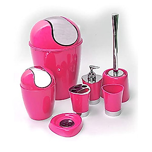 Evideco French Home Goods Pink Round Floor Trash Can Waste Basket 4.5-liters-1.2-gal