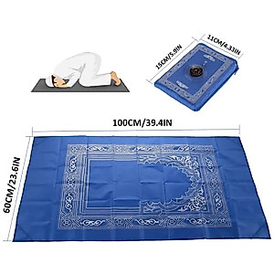 Hitopin 2 Pieces Travel Prayer Mat, 60cm*100cm Portable Prayer Mat, Waterproof Prayer Mat, Prayer Rug, Muslim Travel Prayer Mat, for Ramadan Gifts, Islamic Muslim Prayer (Green, Blue)
