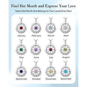S925 Sterling Silver Necklace for Wife, Anniversary Year Gifts for Wife Compass Jewelry, Birthday Gift Ideas for Her Girlfriend Woman Necklaces, 18K White Gold March
