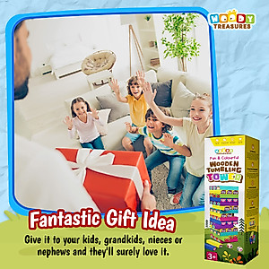 Wooden Toys Tumbling Tower - Childrens Toys Ages 3-9 Years Old - Toddlers/Kids Games Colourful Building Blocks - Fun Educational Games for Cognitive & Fine Motor Skills