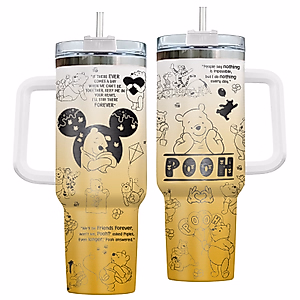 GEPOSTORE Christmas Gifts for Women Girls, Adorable Bear 40oz Tumbler with Lid, Cute Cartoon Character Tumbler, Birthday Gifts for Movie Lover