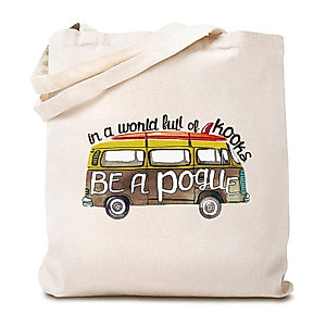 Women's Be a Pogue Canvas Tote Bag Funny North Carolina Graphic Reusable Shopping Bag 15.8 x 13.5 inches