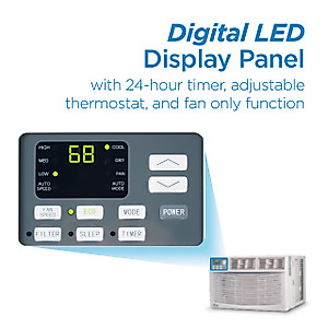 8000 BTU Window Air Conditioner Unit AC BLACK+DECKER with Remote Control Cools Up to 350 Square Feet Energy Efficient Energy Star Certified