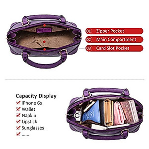 Small Crossbody Bags for Women Classic Double Zip Top Handle Dome Satchel Bag Shoulder Purse Purple