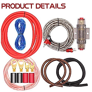 4 Gauge Audio Amplifier Installation Wiring Systems KIT,Make Connections and Brings Power to Your Radio,Subwoofers and Speakers
