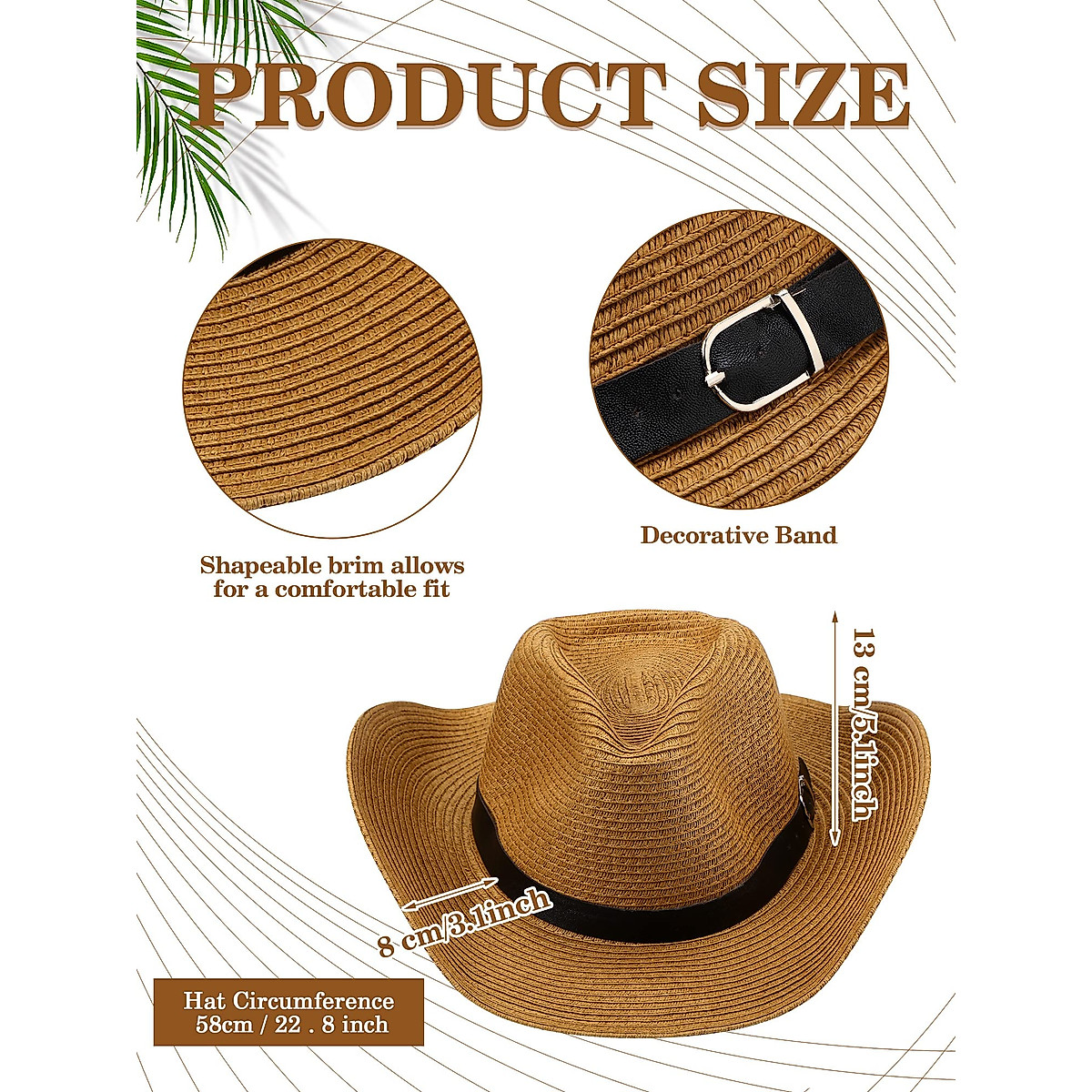 Mepase 12 Pcs Adult Straw Cowboy Hats Western Cowgirls Hat Bulk Wide Brim Beach Sun Hat Floppy UV Protection Hat for Women Men