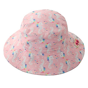 Home Prefer Kids UPF50+ Safari Sun Hat Breathable Bucket Hat Summer Play Hat 8-12 Years Sea Horse