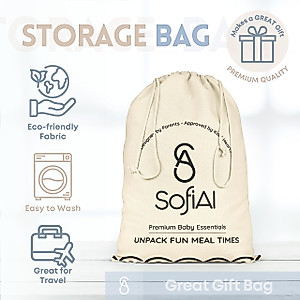 All In One Silicone Baby Feeding Set By SofiAl - Safe for 6-12 Months - Non-Toxic Baby Led Weaning Supplies, Suction Plate Or Bowl, Bib, Spoon & Gift Bag - BPA-Free - Mess Free Baby Feeding Essentials