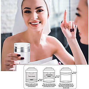 Minsily 4 Pack Airless Pump Jars, 1.7 oz Airless Pump Bottles Cream Jar Vacuum Cosmetics Pump Bottle Dispenser Travel Container Empty Airless Cosmetic Container for Skincare Cream Lotions Moisturizer