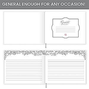 bloom daily planners Wedding Guest Book (120 Pages) - Lined Sign-in Registry Guestbook & Keepsake - Hard Cover with Silver Foil, Gilded Edges and Bookmark - 7” x 9" - Silver Floral