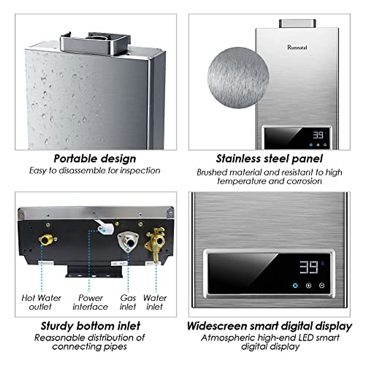 Tankless Water Heater, 3.17 GPM Instant Hot Natural Gas Water Heater with Constant Temperature, Indoor (Natural Gas)