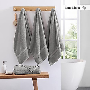 LANE LINEN Extra Large 100% Cotton Bath Sheets, 4 Piece Set, Quick Dry, Hotel Spa Quality Towels, 35 x 66 Inches, Space Grey