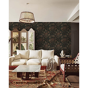 Dimoon 78.7"x16.1"Floral Peel and Stick Wallpaper Dark Green Vintage Flower Leaf Contact Paper Wallpaper for Bedroom Thicken Waterproof Self Adhesive Wall Paper Removable Shelf Liner Vinyl Roll