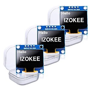 IZOKEE 0.96'' I2C IIC 12864 128X64 Pixel OLED LCD Display Shield Board Module 4 Pin for Arduino for Raspberry Pi (Pack of 3pcs, White-IIC)
