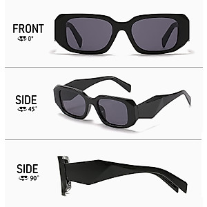 Palarado Trendy Fashion Sunglasses Women Men Rectangle 90s Vintage Retro 2000s 70s Square Shades Cool Cute Rectangular Chunky Baddie Blenders Shady Rays (Black Frame/Grey Lens)