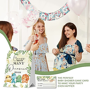 JIRIM-BEUTY Guess How Many Dinosaur Eggs Guess How Many Baby Shower Games, Pack of 1 Logo and 50 Cards, Baby Shower Signs, Baby Shower Invitation Set, Gender Reveal - JRM313