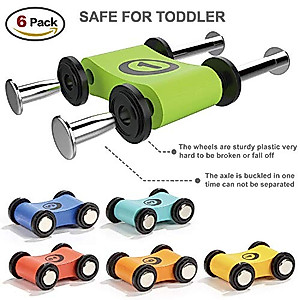 TOP BRIGHT Wooden Car Ramp Toddler Toys for 1 2 Year Old Boy Race Track, Race Car Ramp for One Two Year Old with 6 Mini Cars